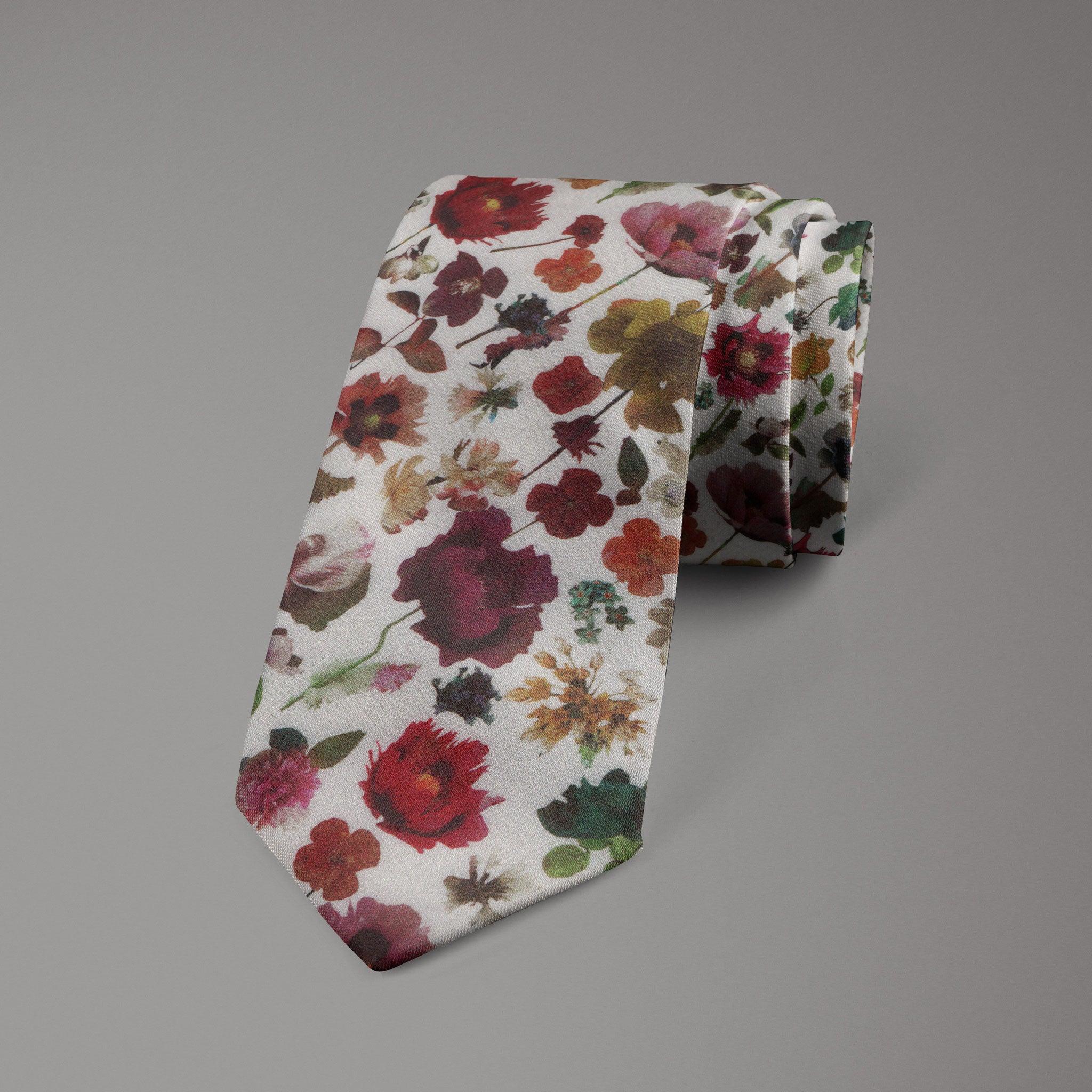 Floral Edit Ivory | Floral Wedding Tie & Pocket Square – Black Tie